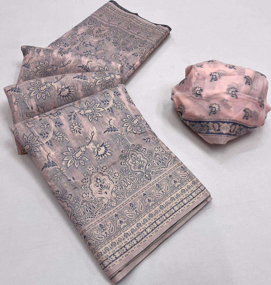 Sand Pink Kashmiri Modal Handloom Weaving Saree – Rushini